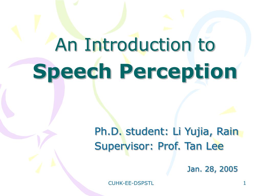 PPT - An Introduction to Speech Perception PowerPoint Presentation ...