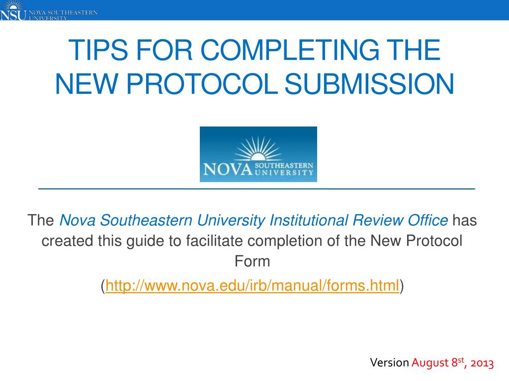 PPT - Tips for Completing the New Protocol Submission PowerPoint ...