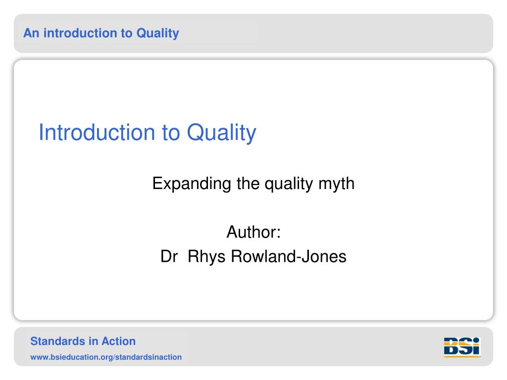 PPT - Introduction to Quality PowerPoint Presentation, free download ...