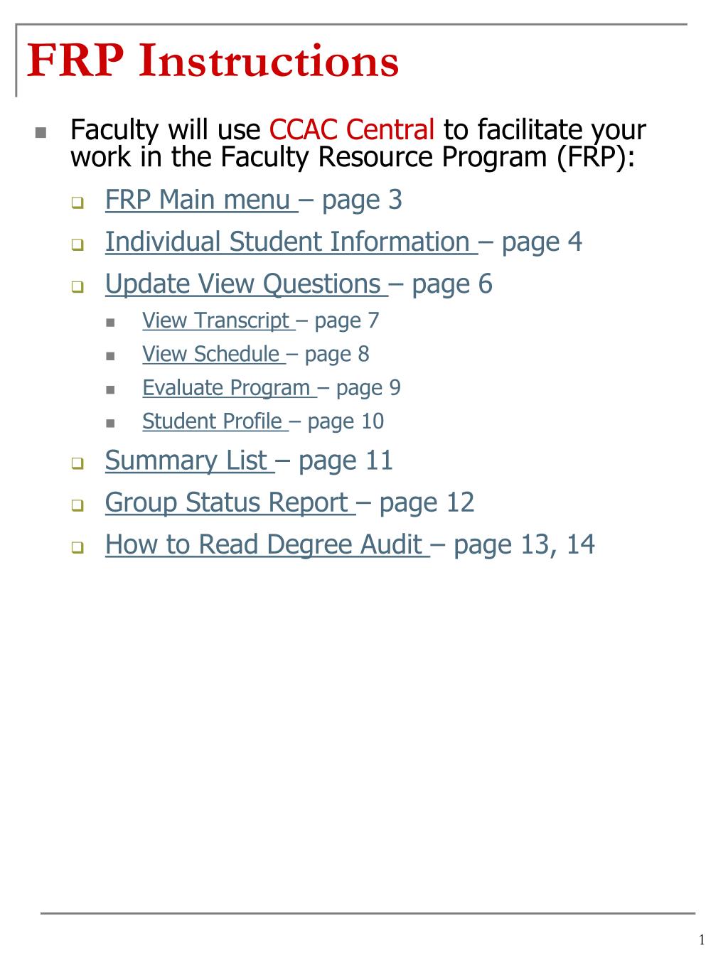 PPT - FRP Instructions PowerPoint Presentation, free download - ID:345102