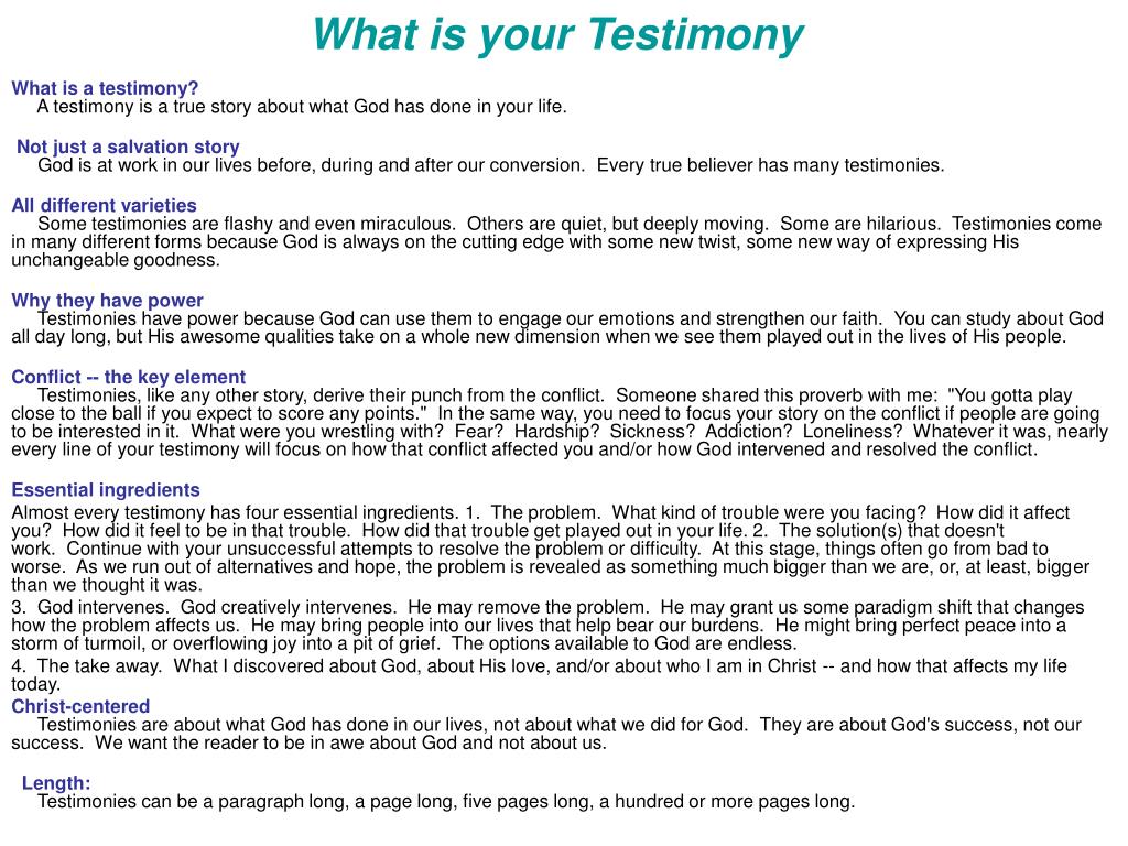 PPT - What is your Testimony PowerPoint Presentation, free download ...