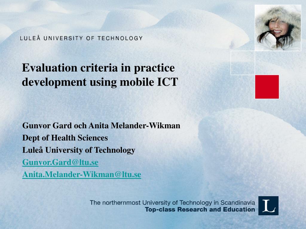 PPT - Evaluation criteria in practice development using mobile ICT ...