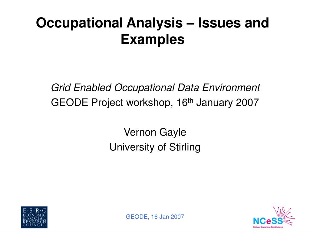 PPT - Occupational Analysis – Issues and Examples PowerPoint ...