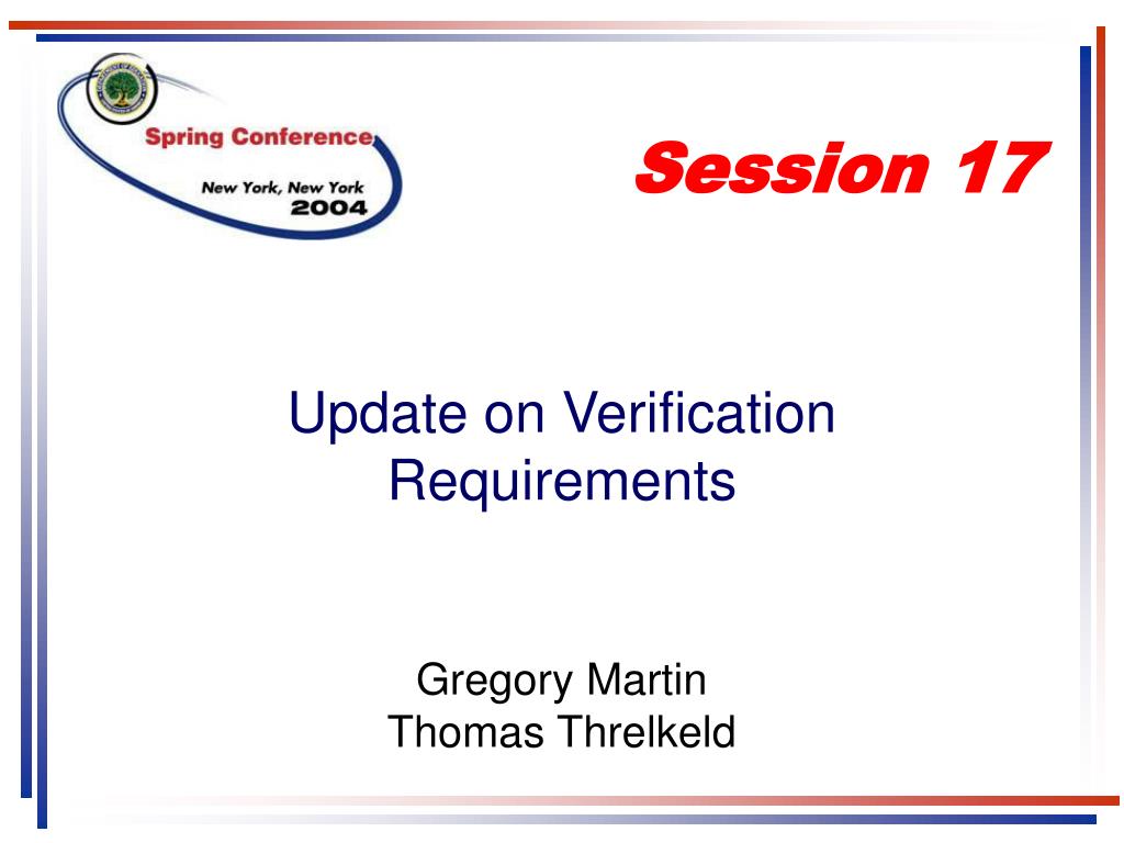 PPT - Update on Verification Requirements PowerPoint Presentation, free ...
