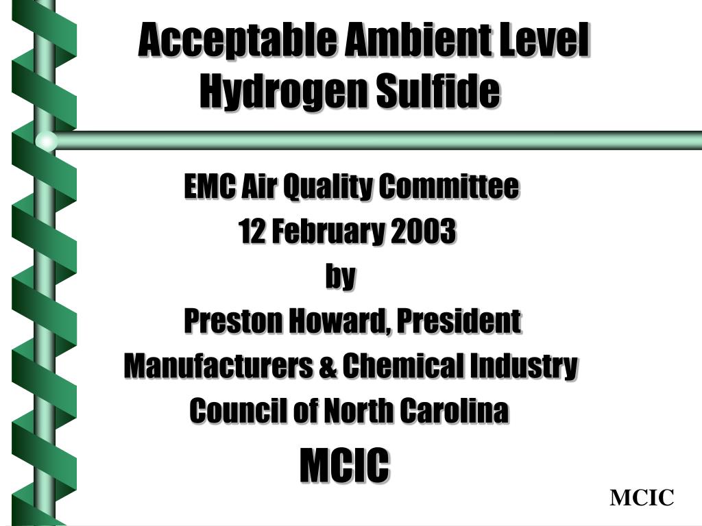 PPT - Acceptable Ambient Level Hydrogen Sulfide PowerPoint Presentation ...