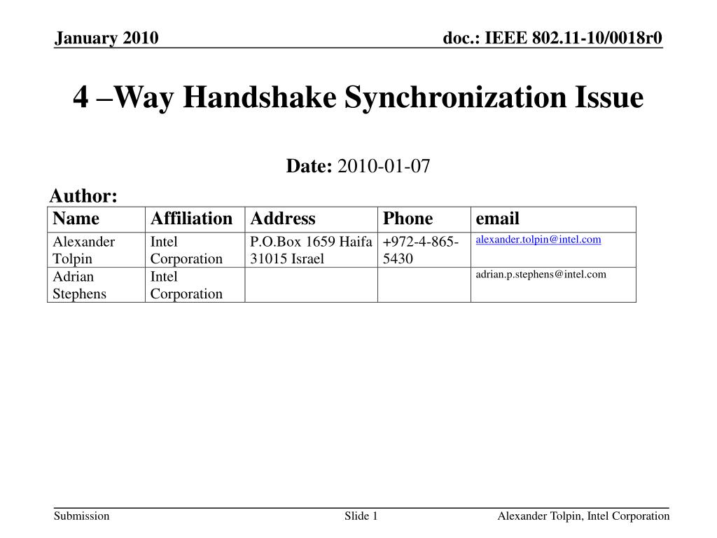 PPT - 4 –Way Handshake Synchronization Issue PowerPoint Presentation ...