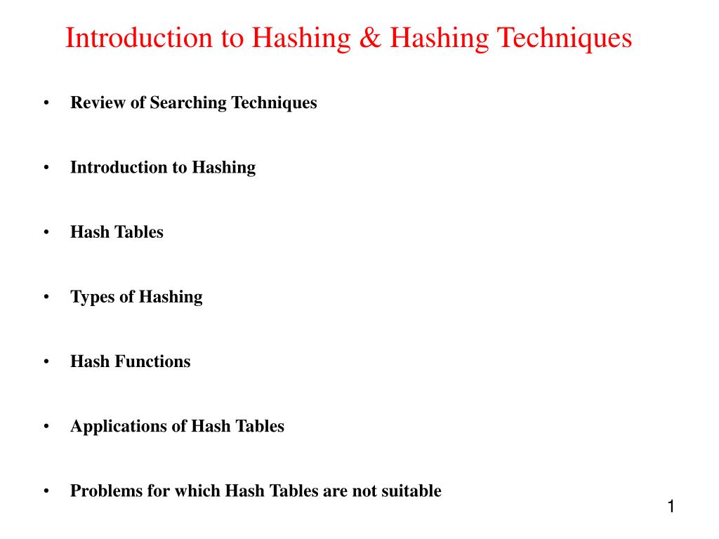 PPT - Introduction to Hashing & Hashing Techniques PowerPoint ...