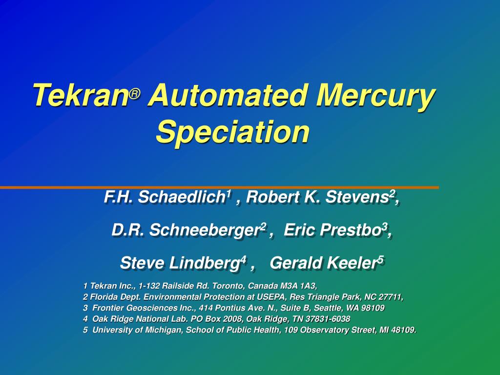 PPT - Tekran ® Automated Mercury Speciation PowerPoint Presentation ...