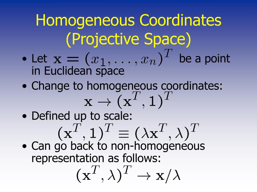 PPT - Homogeneous Coordinates (Projective Space) PowerPoint ...