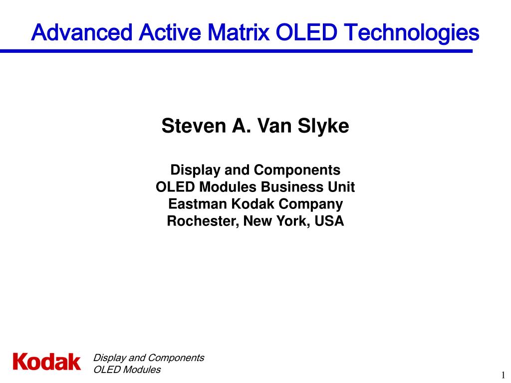 PPT - Advanced Active Matrix OLED Technologies PowerPoint Presentation ...