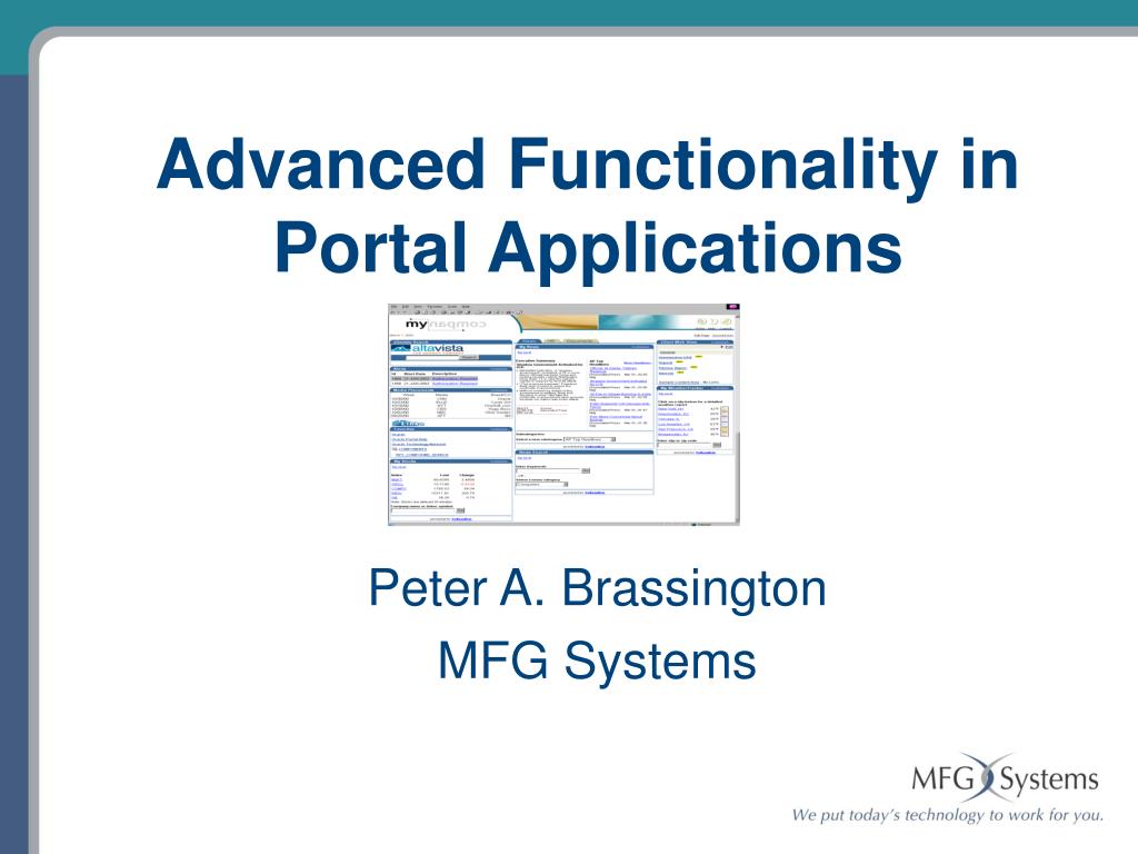 PPT - Advanced Functionality in Portal Applications PowerPoint ...