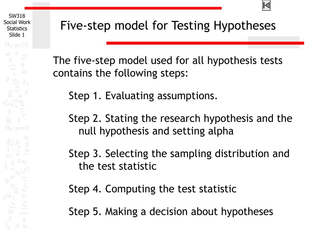 PPT - Five-step model for Testing Hypotheses PowerPoint Presentation ...