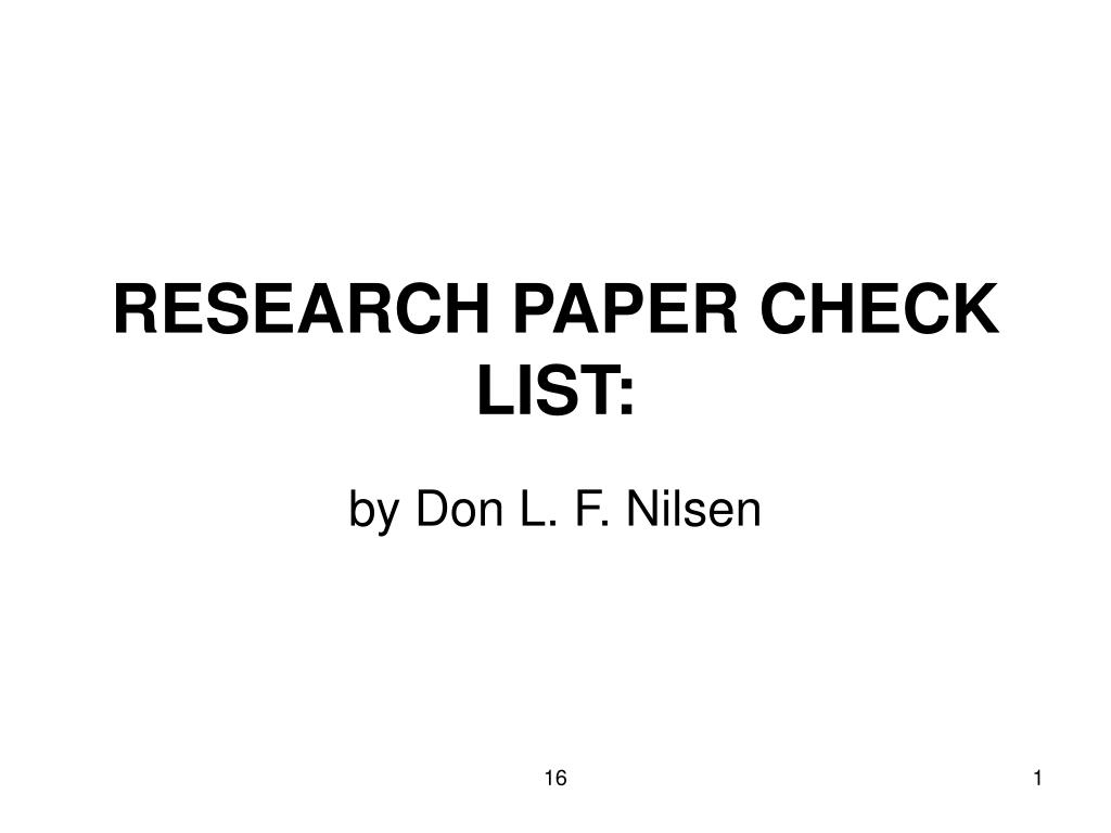 PPT - RESEARCH PAPER CHECK LIST: PowerPoint Presentation, free download ...