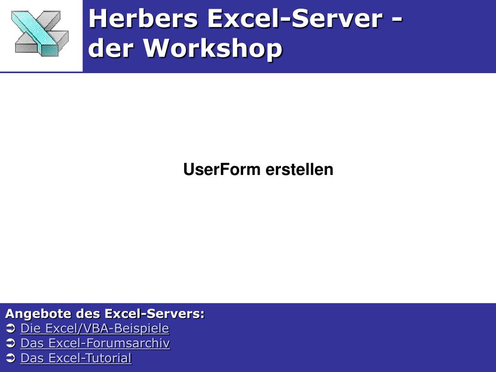 PPT - UserForm erstellen PowerPoint Presentation, free download - ID:381781