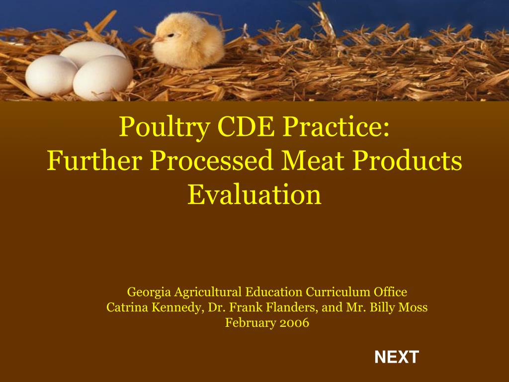 PPT - Poultry CDE Practice: Further Processed Meat Products Evaluation ...