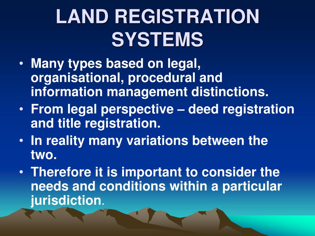 PPT - LAND REGISTRATION SYSTEMS PowerPoint Presentation, free download ...