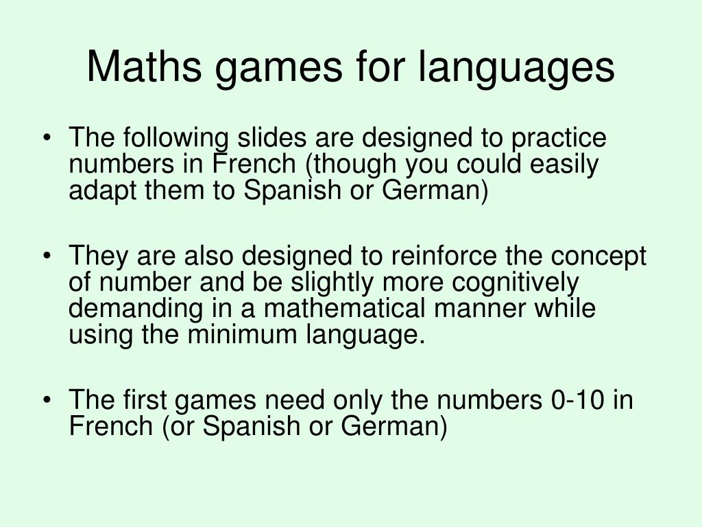 PPT - Maths games for languages PowerPoint Presentation, free download ...