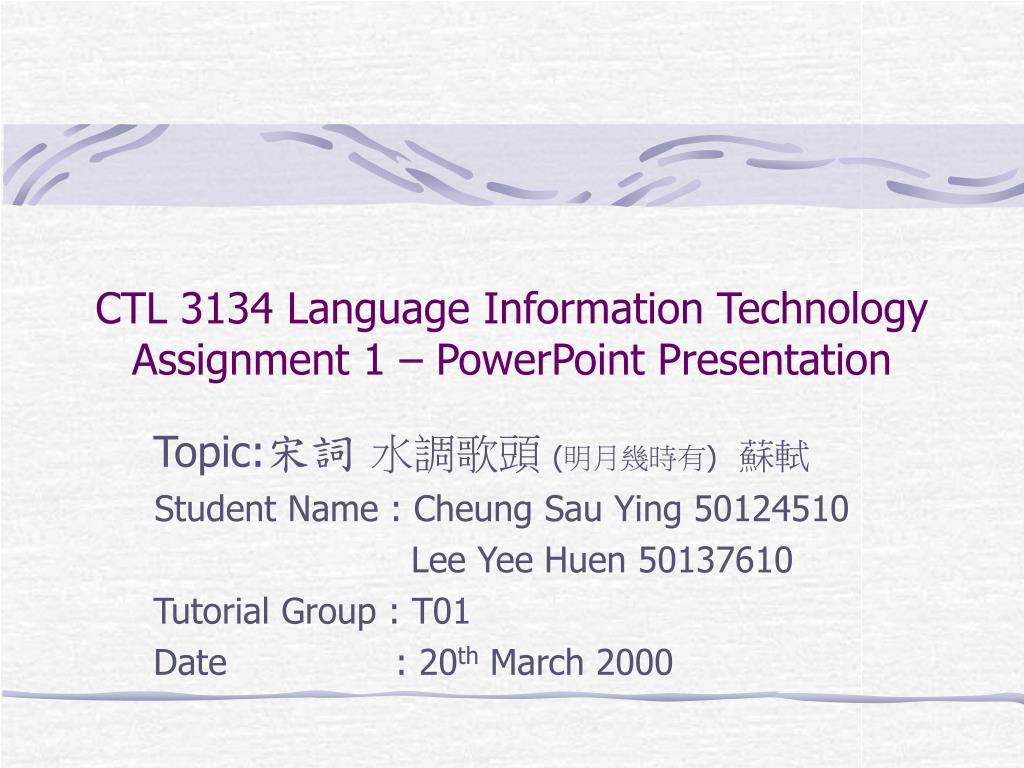PPT - CTL 3134 Language Information Technology Assignment 1 ...