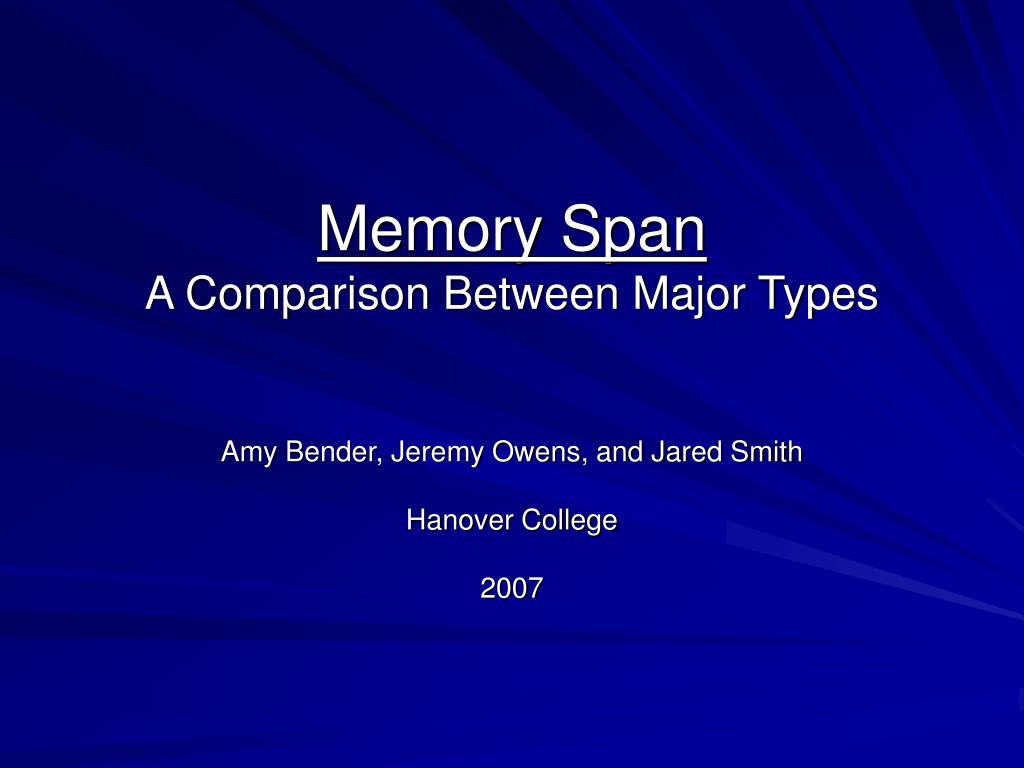 PPT - Memory Span A Comparison Between Major Types PowerPoint ...