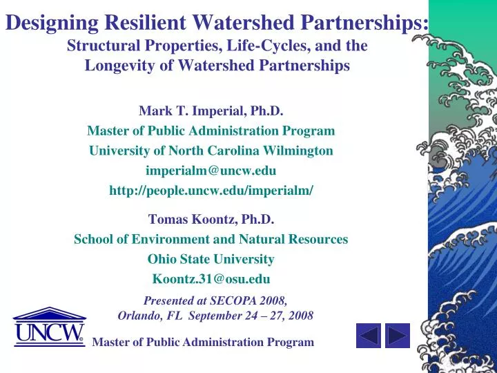 PPT - Designing Resilient Watershed Partnerships: Structural Dynamics ...