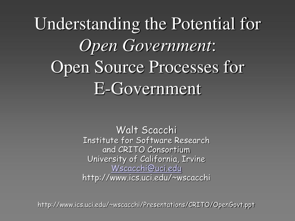 PPT - Understanding the Potential for Open Government : Open Source ...