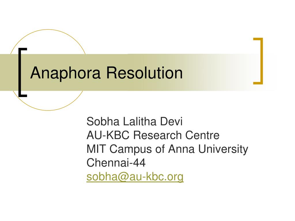 PPT - Anaphora Resolution PowerPoint Presentation, free download - ID ...