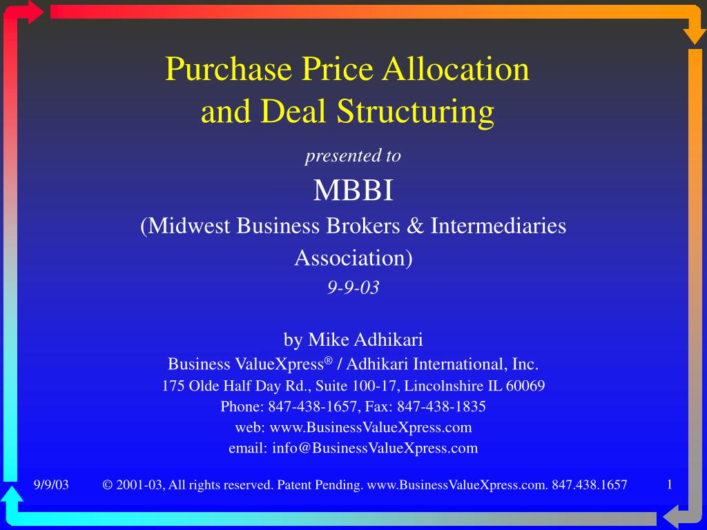 PPT - Purchase Price Allocation and Deal Structuring PowerPoint ...
