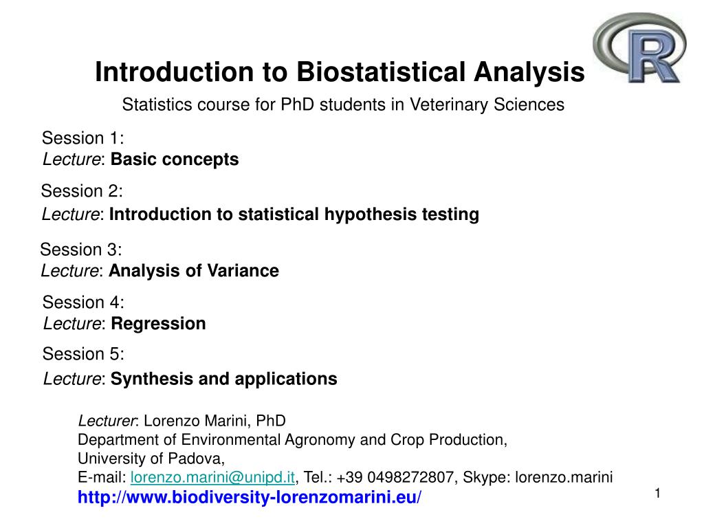 PPT - Introduction to Biostatistical Analysis Statistics course for PhD ...