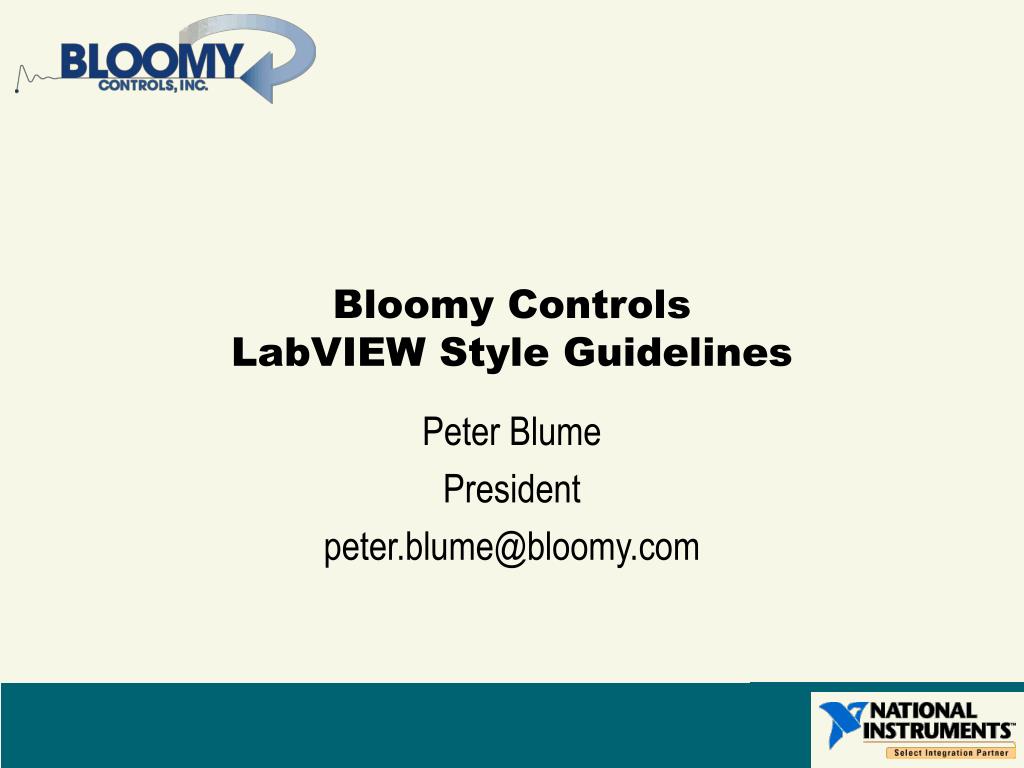 PPT - Bloomy Controls LabVIEW Style Guidelines PowerPoint Presentation ...