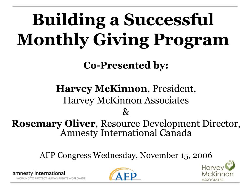 PPT - Building a Successful Monthly Giving Program PowerPoint ...