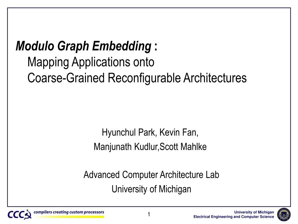 Ppt Modulo Graph Embedding Mapping Applications Onto Coarse Grained Reconfigurable