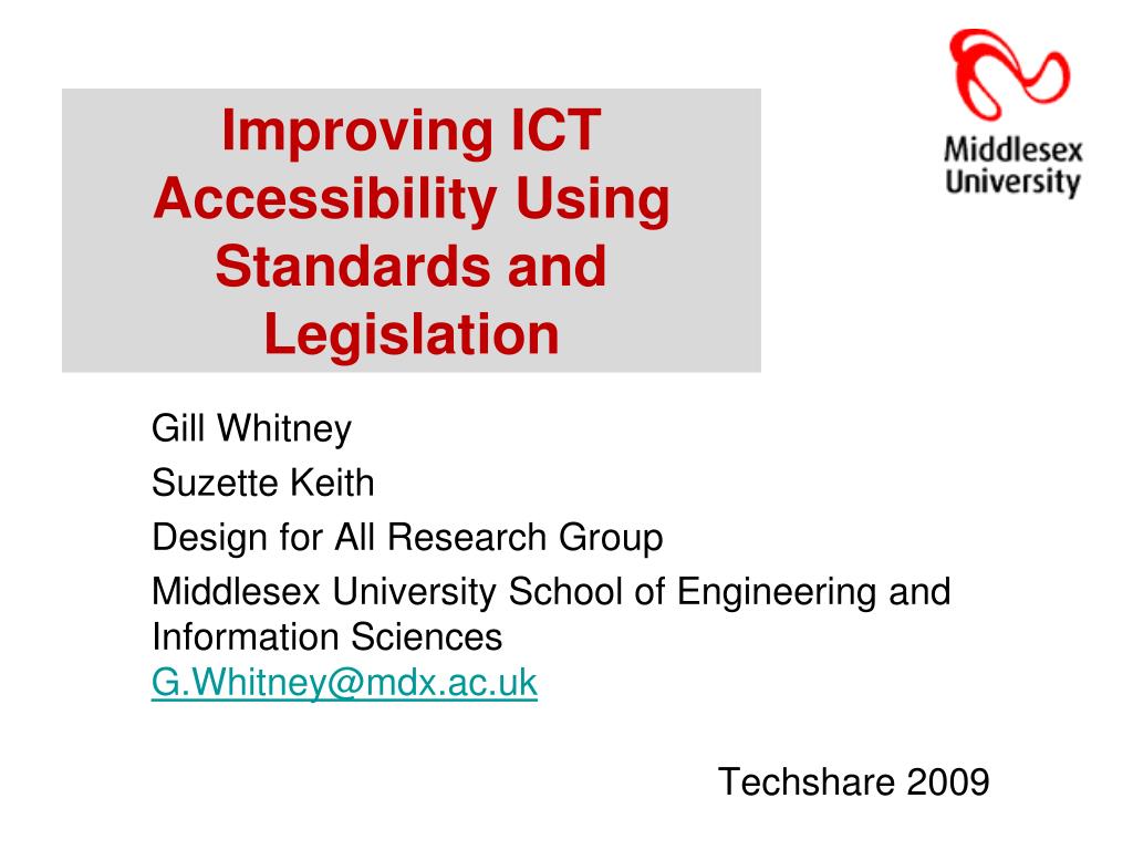 PPT - Improving ICT Accessibility Using Standards and Legislation ...