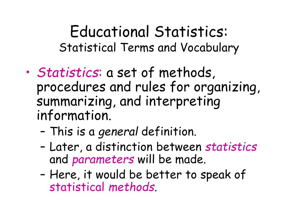 PPT - Educational Statistics: Statistical Terms and Vocabulary ...