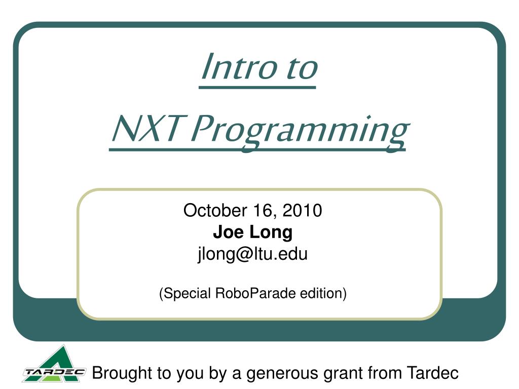 PPT - Intro to NXT Programming PowerPoint Presentation, free download ...