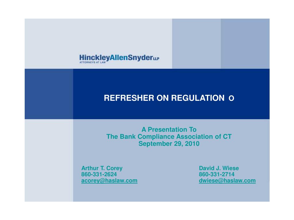 PPT - REFRESHER ON REGULATION O PowerPoint Presentation, free download ...
