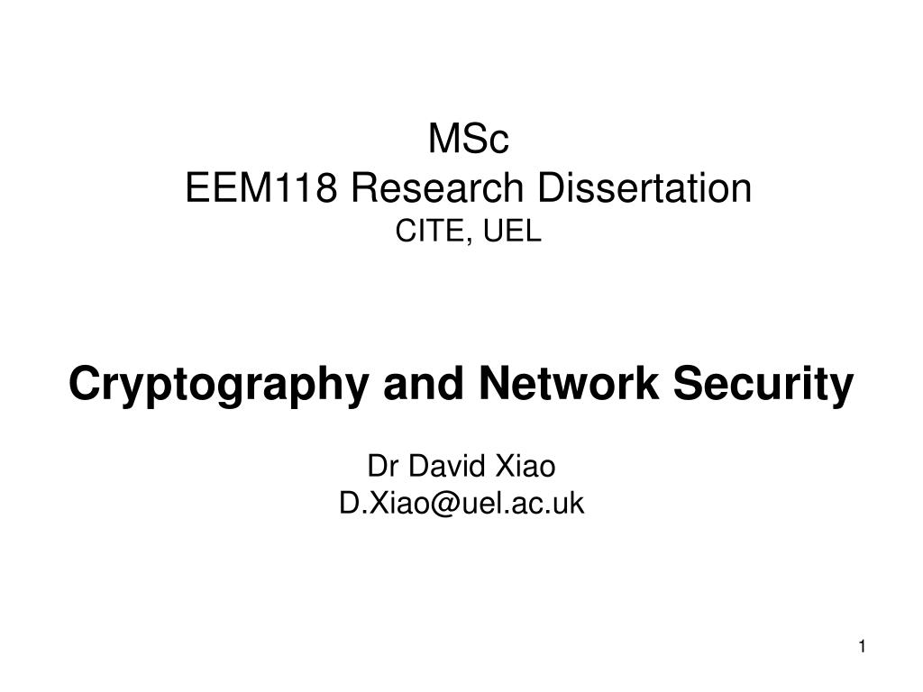 PPT - MSc EEM118 Research Dissertation CITE, UEL PowerPoint ...