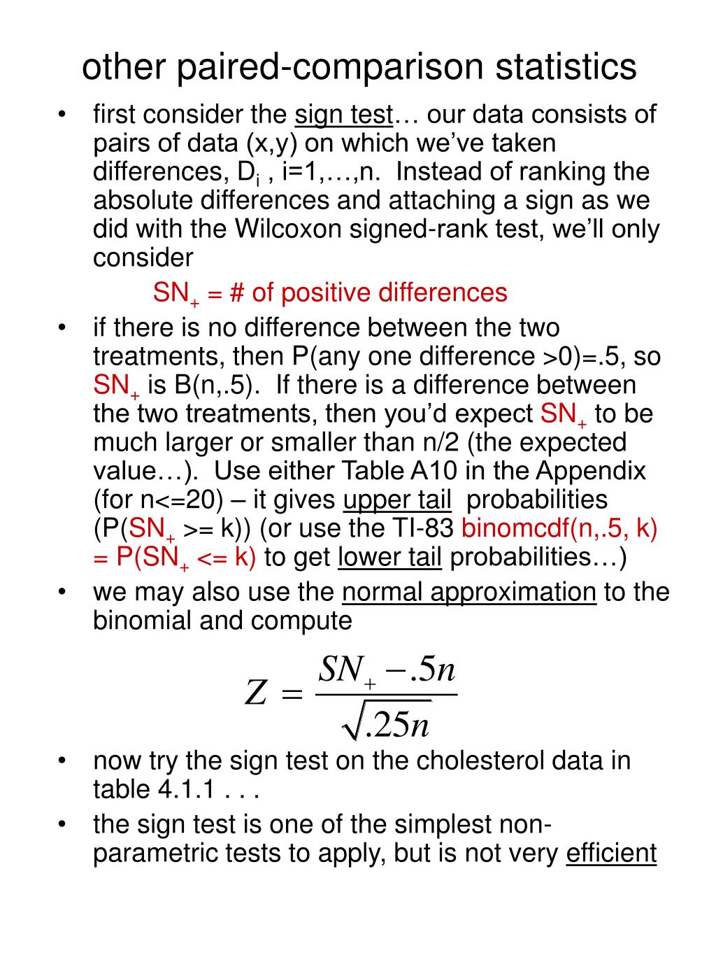 PPT - other paired-comparison statistics PowerPoint Presentation, free ...