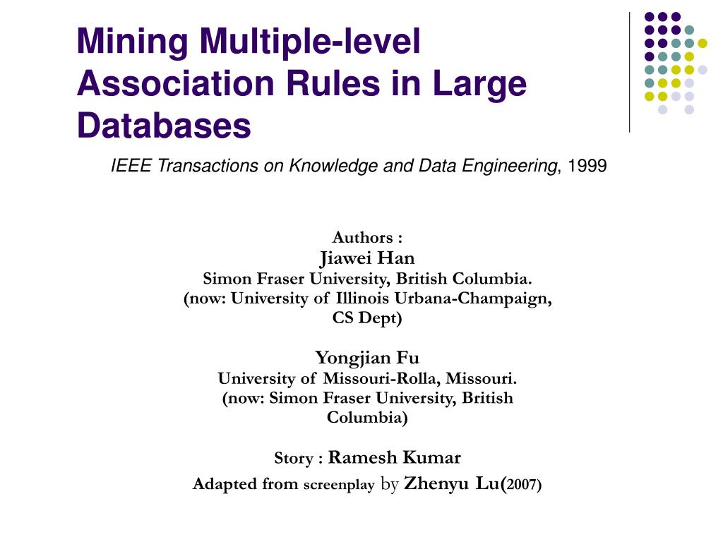 Ppt Mining Multiple Level Association Rules In Large Databases Powerpoint Presentation Id472310