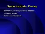 PPT - Syntactic Analysis and Parsing PowerPoint Presentation, free ...