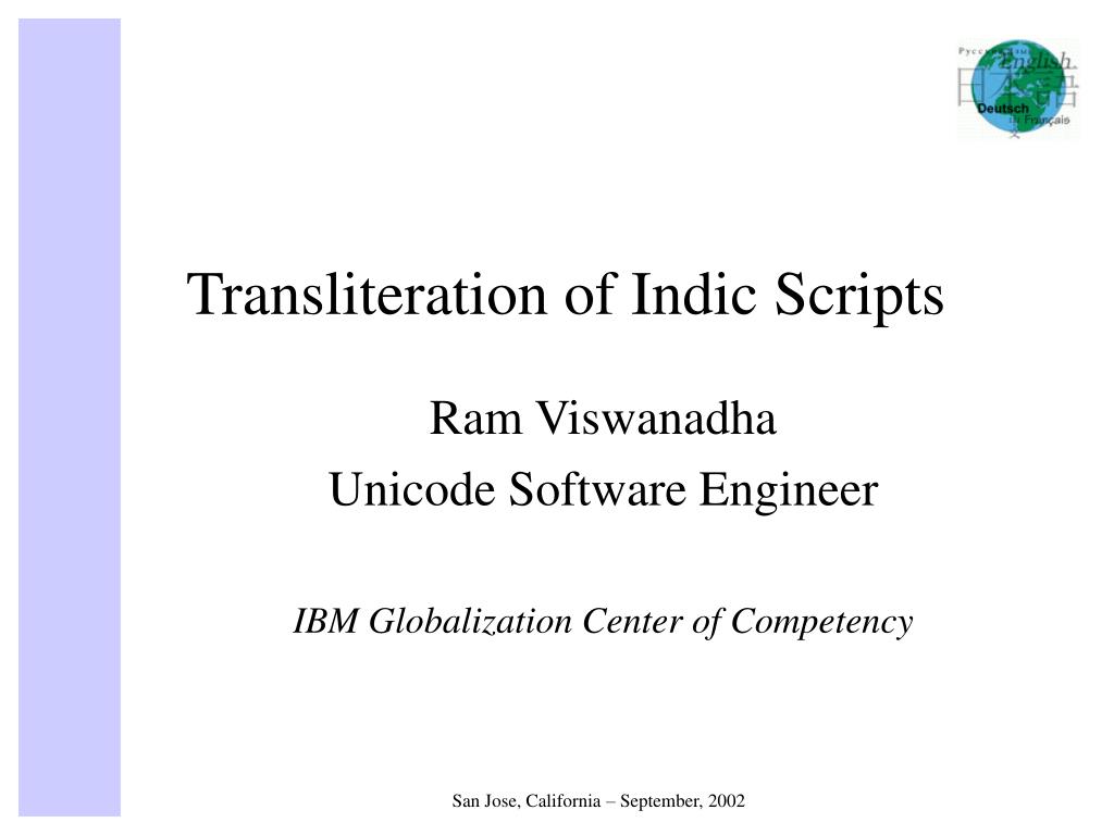 PPT - Transliteration of Indic Scripts PowerPoint Presentation, free ...