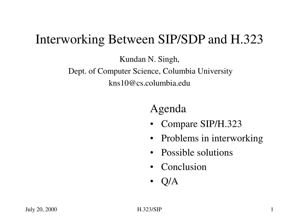 PPT - Interworking Between SIP/SDP and H.323 PowerPoint Presentation ...