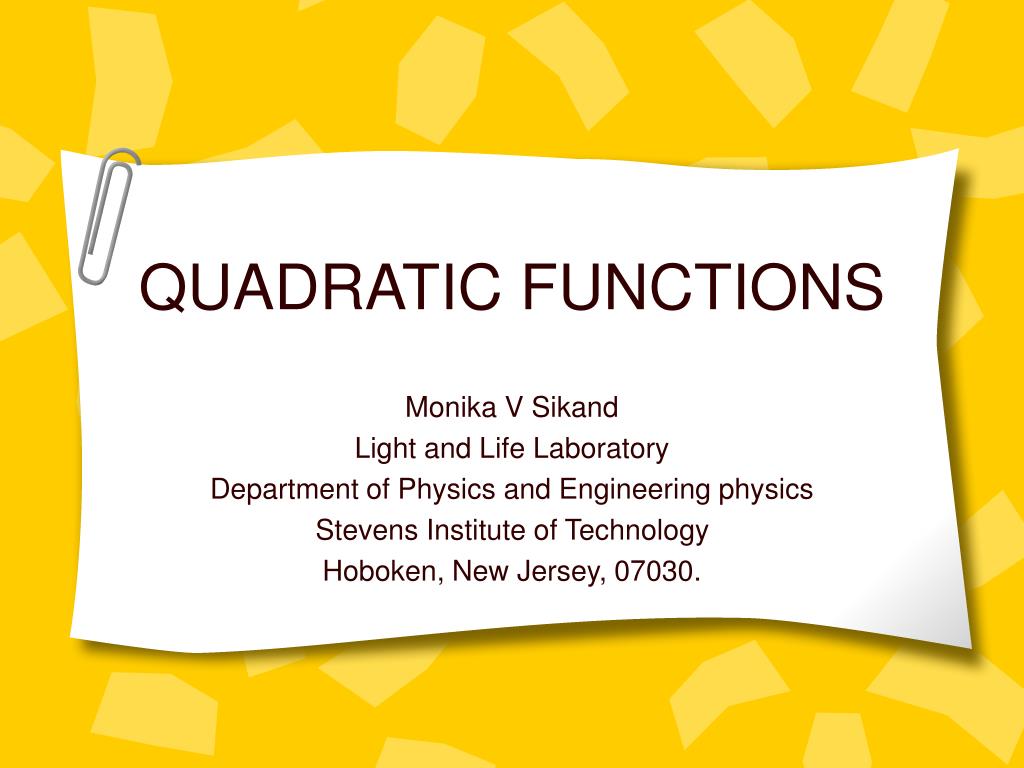 PPT - QUADRATIC FUNCTIONS PowerPoint Presentation, free download - ID ...