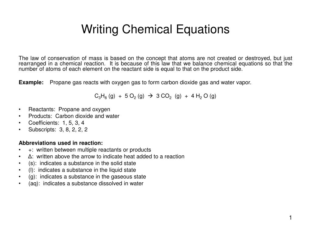 PPT - Writing Chemical Equations PowerPoint Presentation, free download ...