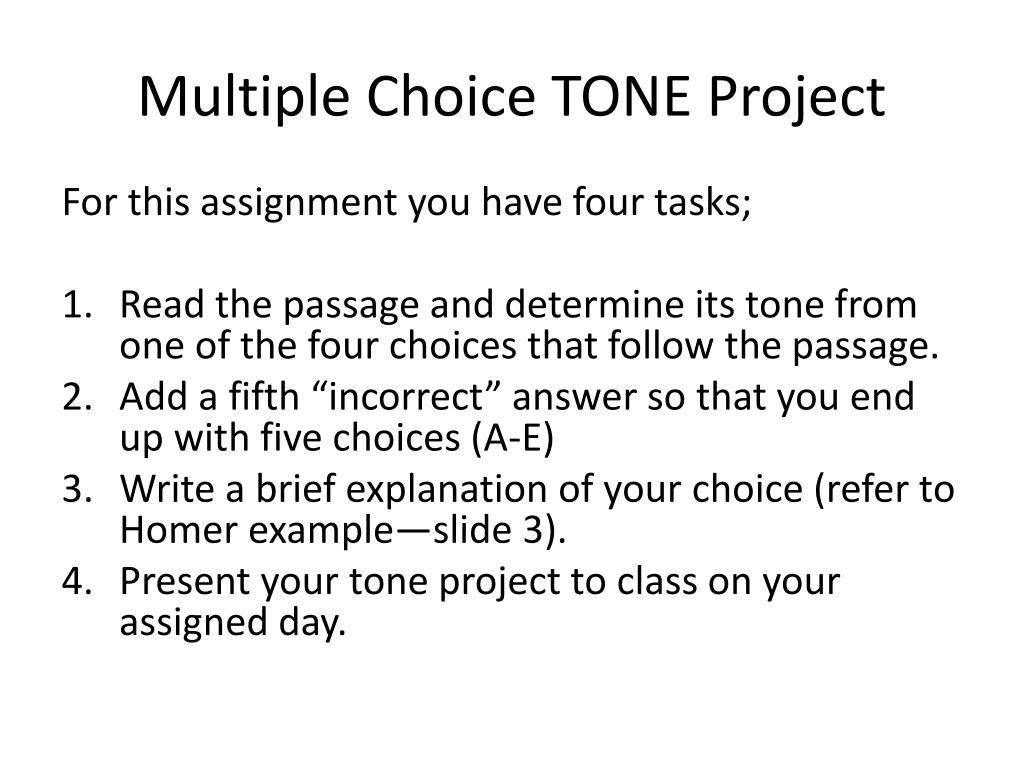 PPT - Multiple Choice TONE Project PowerPoint Presentation, free ...