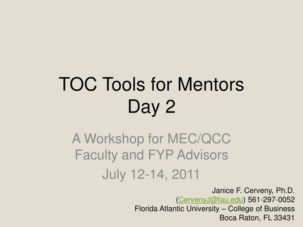 PPT - TOC Tools for Mentors Day 2 PowerPoint Presentation, free ...