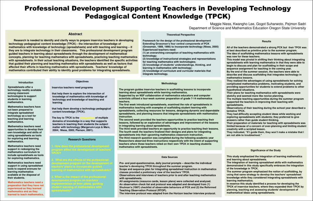 PPT - Professional Development Supporting Teachers in Developing Technology Pedagogical Content ...