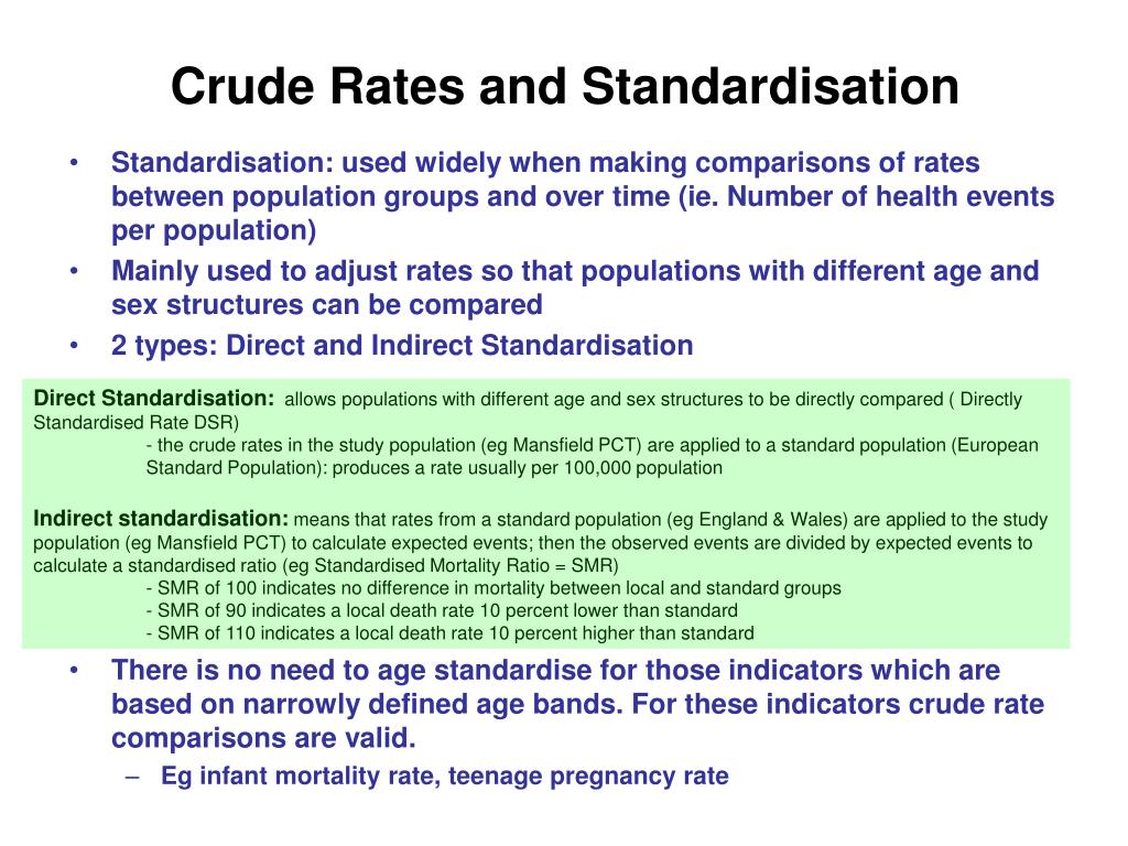 PPT - Crude Rates and Standardisation PowerPoint Presentation, free ...