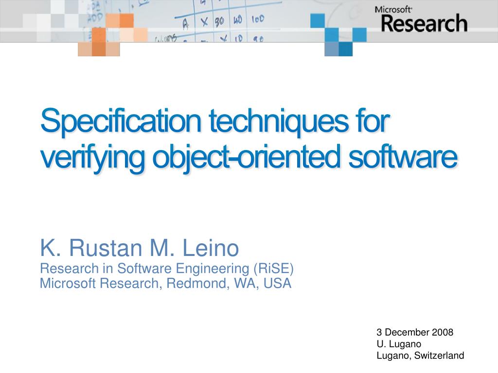 PPT - Specification techniques for verifying object-oriented software PowerPoint Presentation ...