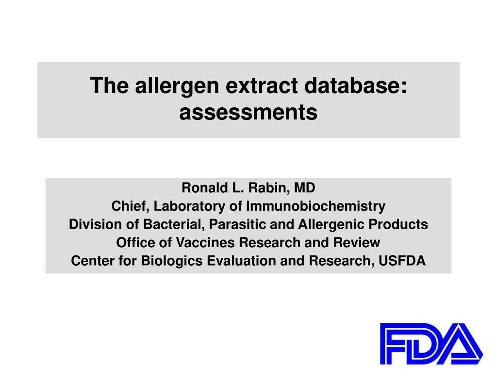 PPT - The allergen extract database: assessments PowerPoint ...