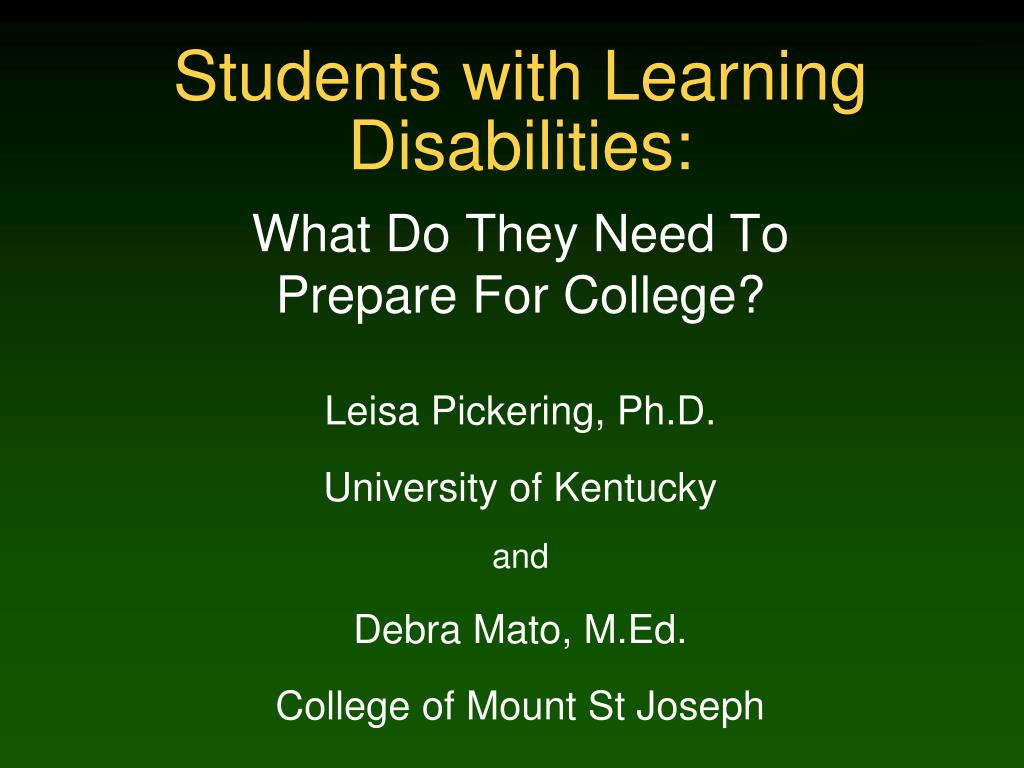 PPT - Students with Learning Disabilities: PowerPoint Presentation ...